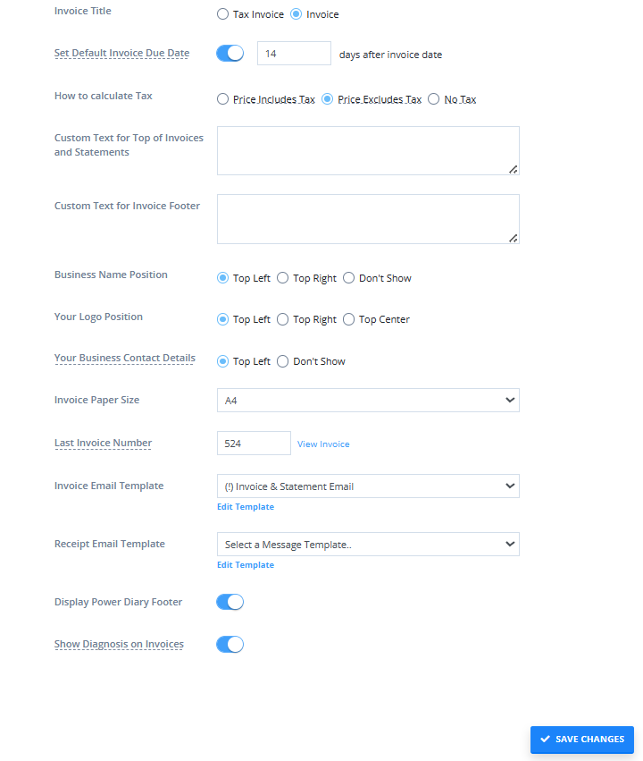 Customising Your Invoices/Receipts